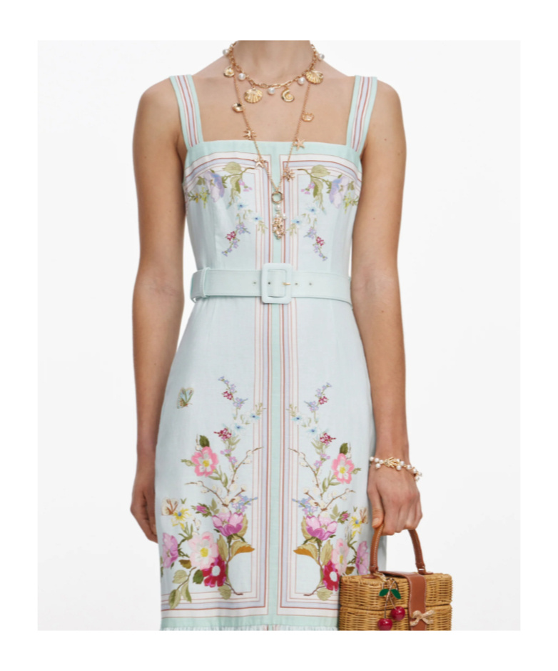 SELF-PORTRAIT Self-Portrait Floral Belted Midi Dress